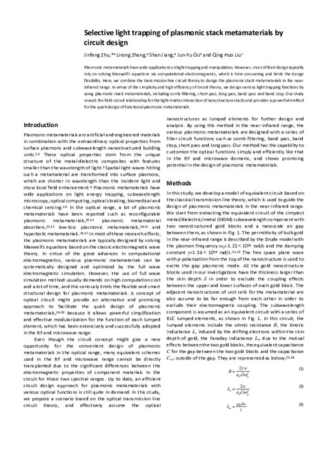 Pdf Selective Light Trapping Of Plasmonic Stack Metamaterials By