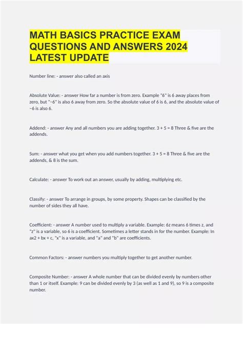 Math Basics Practice Exam Questions And Answers 2024 Latest Update Stuvia Us