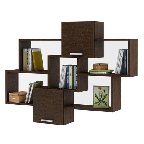 Полиця навісна на стіну Mebelproff Kub 15 з фасадами книжкова полиця декоративна полку в