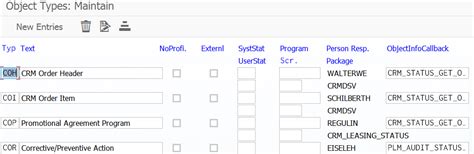 CRM Status Management Important Table SAP Online Guides