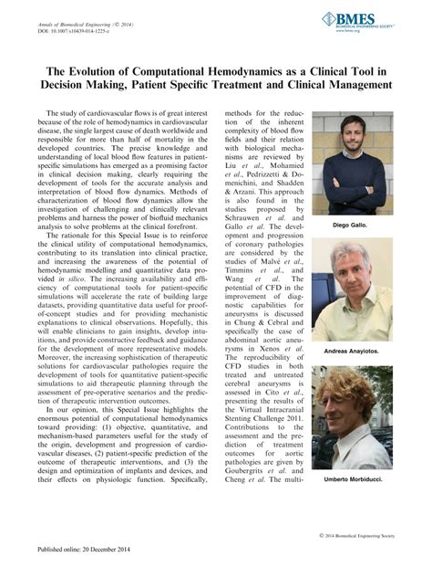 Pdf The Evolution Of Computational Hemodynamics As A Clinical Tool In