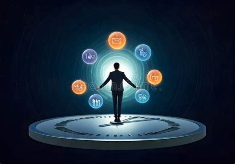 A Person Standing On A Clock And Juggling A Large Number Of Items