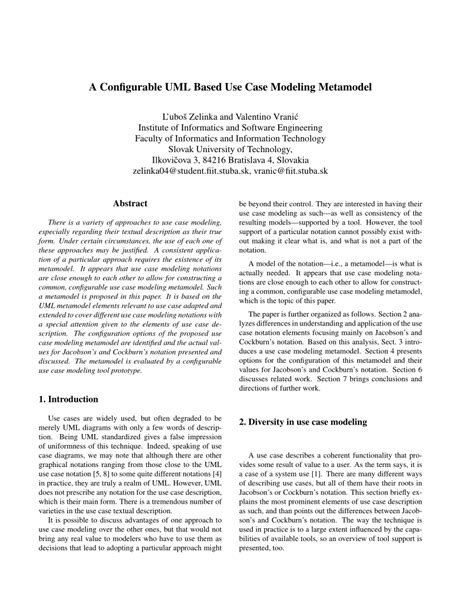 Pdf A Configurable Uml Based Use Case Modeling Metamodel