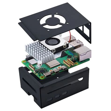 52pi Raspberry Pi 5 Metal Case W Cooling Fan And Heatsinks Robotshop