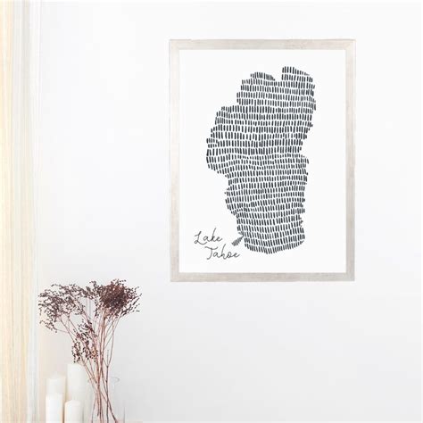 Lake Tahoe Map 8x10 Art Prints Framed Prints Illustration Wall Art