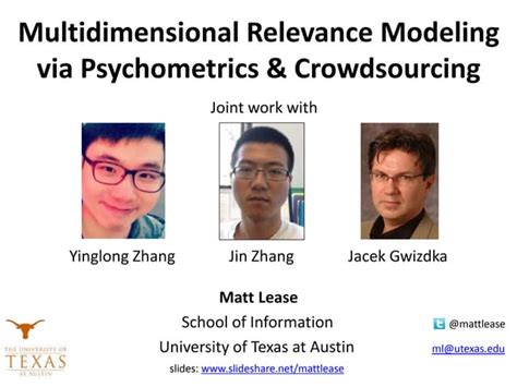 Multidimensional Relevance Modeling Via Psychometrics And Crowdsourcing Acm Sigir 2014