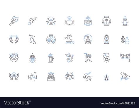 Radiant New Year Line Icons Collection Royalty Free Vector