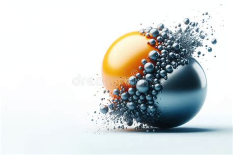 Collision Of Two Spheres With Flying Particles Space For Text Stock