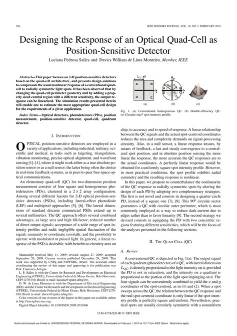 Pdf Designing The Response Of An Optical Quad Cell As Position