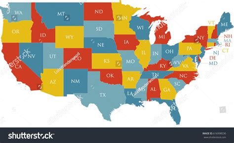 Usa Map With State Names And Abbreviations