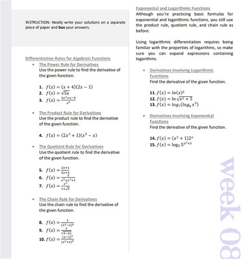 Solved Exponential And Logarithmic Functions Although Youre Practicing Basic Formulas For