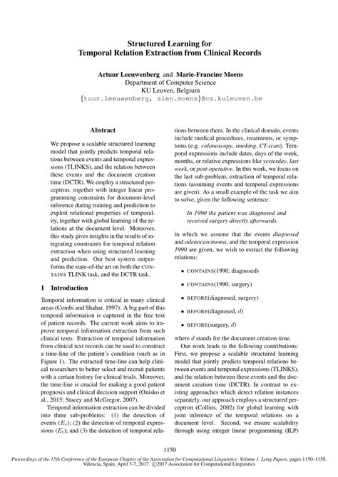 Pdf Structured Learning For Temporal Relation Extraction From Clinical Records