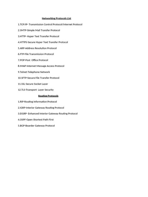 Networking Protocols List Pdf