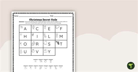 Christmas Code Breaker Puzzle Worksheet Teach Starter