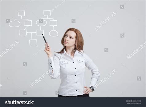 Woman Drawing Flowchart Business Process Concept Stock Photo 590349332 Shutterstock