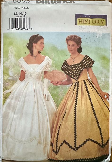 Civil War Antebellum Ball Dress Pattern 1860s Historical Costume
