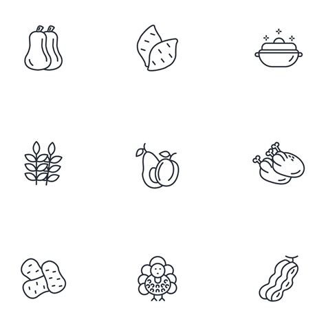 Dankzegging Dag Pictogrammen Reeks Dankzegging Dag Pak Symbool Vector