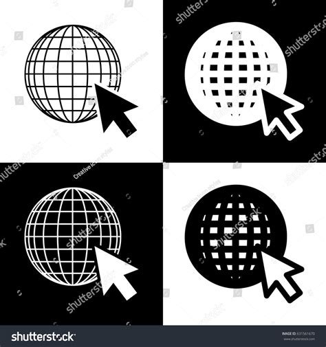Earth Globe Cursor Vector Black White Stock Vector Royalty Free 631561670 Shutterstock