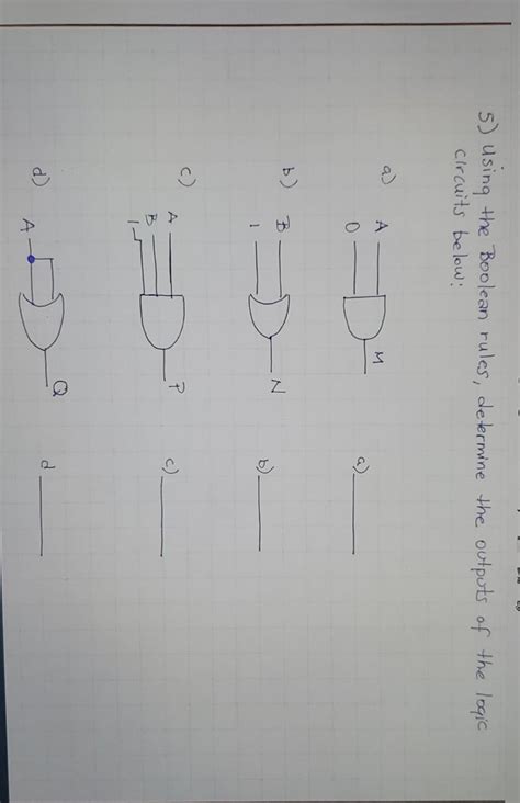 Solved 5 Using The Boolean Rules Determine The Outputs Of