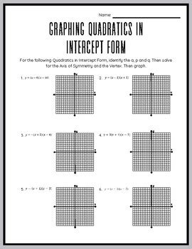 Graphing Quadratics In Intercept Form Worksheet By JB STEAM TPT
