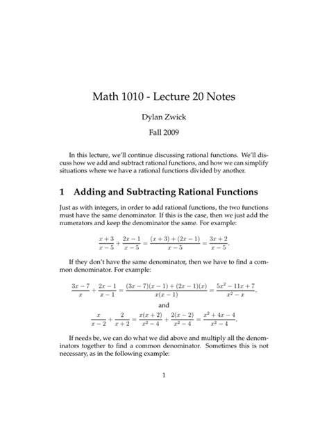 Math 1010 Lecture 20 Notes Dylan Zwick Fall 2009