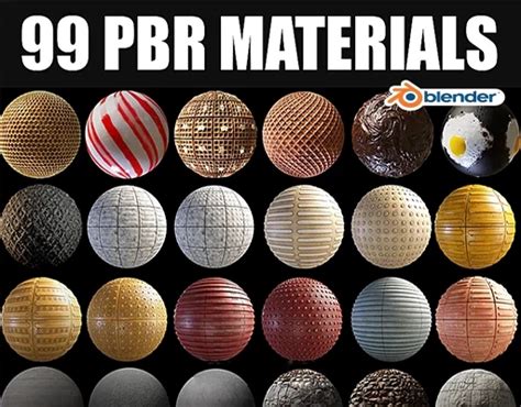 Blender木材布料皮革金属材质纹理预设包 99 Pbr Materials Vol 01 Blenderx源素