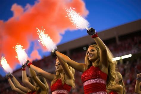 Premium Ai Image A Group Of Cheerleaders Demonstrating Their Spirit And Excitement By Raising
