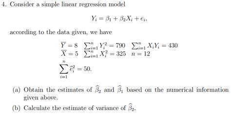 Solved 4 Consider A Simple Linear Regression Model