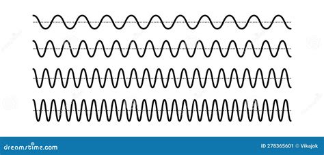 Sinusoid Signals Set Black Curve Sound Waves Collection Voice Or