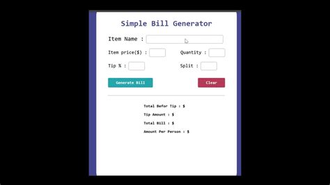 Simhadri Patapanthula On Linkedin 5 30 Simple Bill Generator I Am Excited To Share My Latest