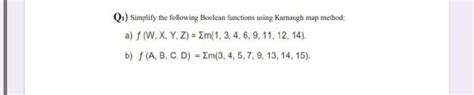 Solved Q Simplify The Following Boolean Functions Using