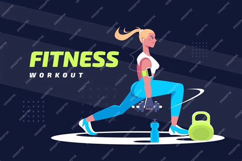 평면 디자인 체육관 피트니스 템플릿 무료 벡터