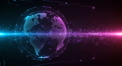 Digital Representation Of Earth With Continents Outlined By Interconnected Dots And Stock