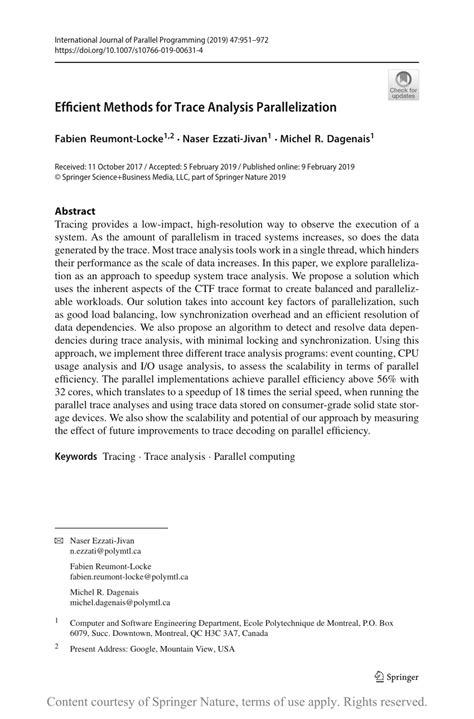 Efficient Methods For Trace Analysis Parallelization Request Pdf