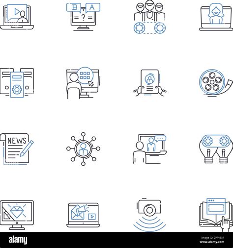 Content Conglomerate Line Icons Collection Aggregation Diversity