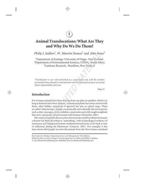 Pdf Reintroduction Biology Integrating Science And Management