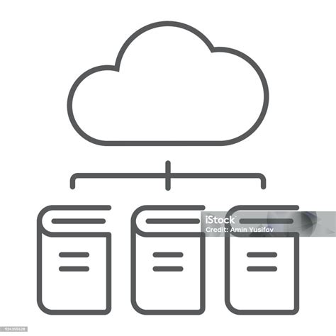 디지털 도서관 선 아이콘 전자 학습 및 교육도 서 기호 벡터 그래픽 흰색 배경 Eps 10에 선형 패턴 클라우드 0명에 대한 스톡 벡터 아트 및 기타 이미지 Istock