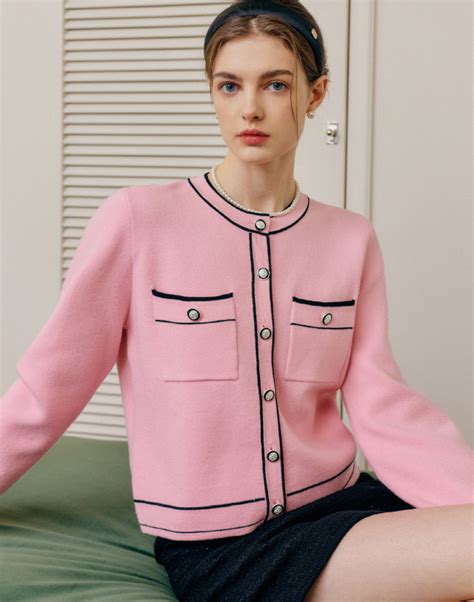 룩캐스트 핑크 에리카 라인 니트 가디건 Pink Erica Line Knit Cardigan 위시버킷