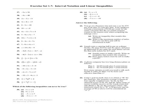 Interval Notation And Linear Inequalities Worksheet For 6th 12th