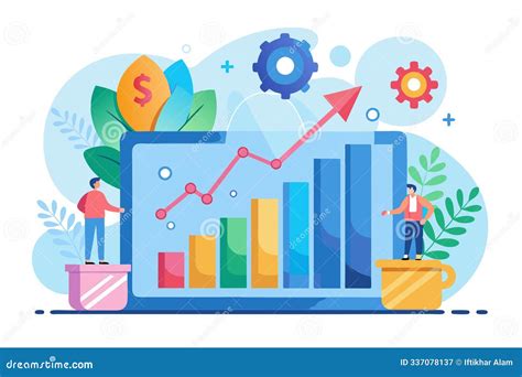 Visual Representation Of Performance Growth Data With Charts Symbols And Figures In A Creative