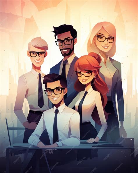 Premium Ai Image Professionals In A Modern Office Show Enthusiasm While Posing Illustration