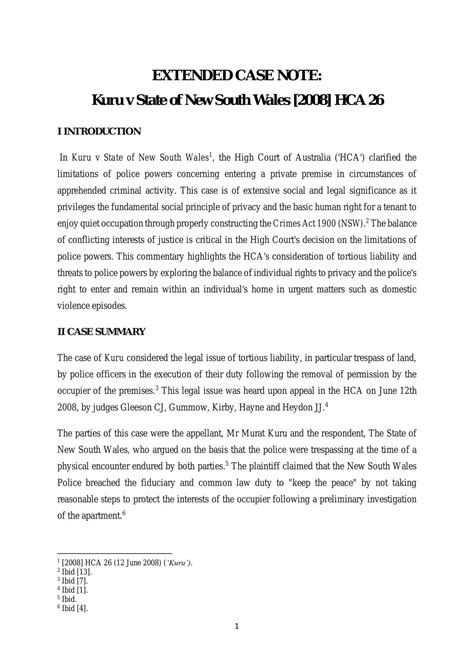 Hd Extended Case Note Assignment Laws1052 Introducing Law And Justice Unsw Thinkswap