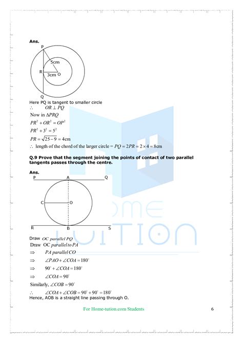 Important Questions For Class 10 Maths Chapter 10 Circles With Solutions