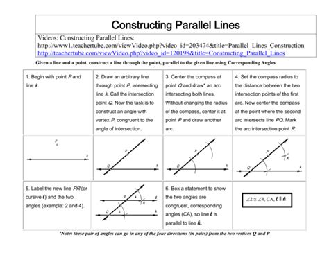 Constructing Parallel Lines Geometry Instructions