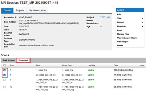 Download Scan Uq Ais Xnat