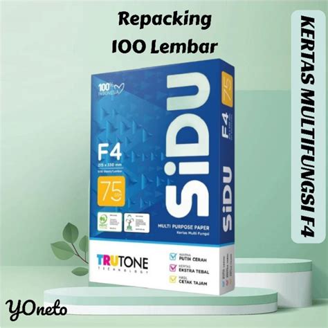 Jual Kertas Hvs Sidu Repack 100 Lembar F4 Shopee Indonesia