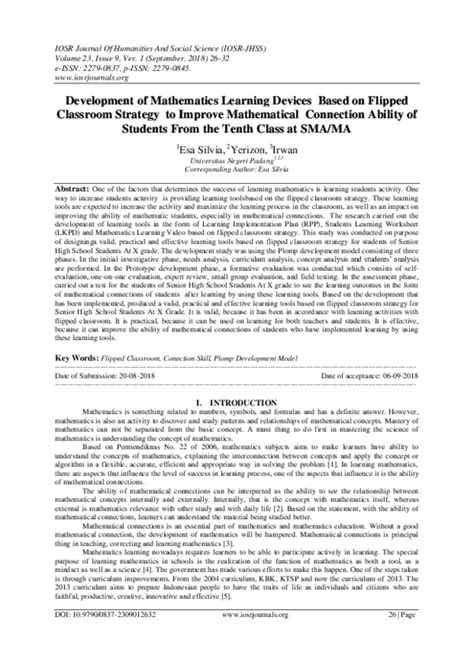 Pdf Development Of Mathematics Learning Devices Based On Flipped Classroom Strategy To Improve