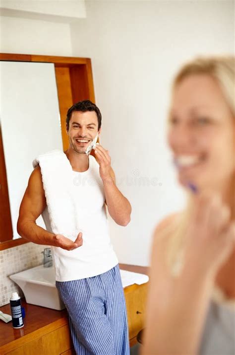I Love Living With My Girlfriend A Smiling Man Getting Ready For The