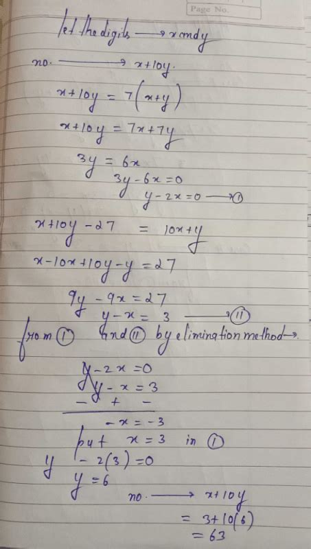 A Number Consisting Of Two Digits Is Seven Times The Sum Of Its Digit
