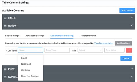 conditional formatting in wordpress tables